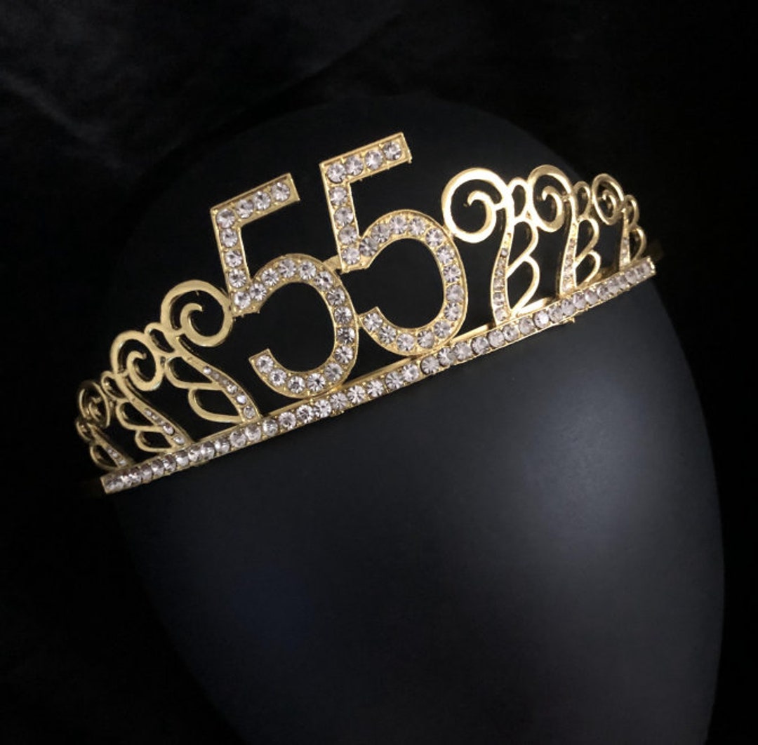 Gold 55th Birthday Crown, 55th Birthday Tiara,55th Birthday Gift for ...