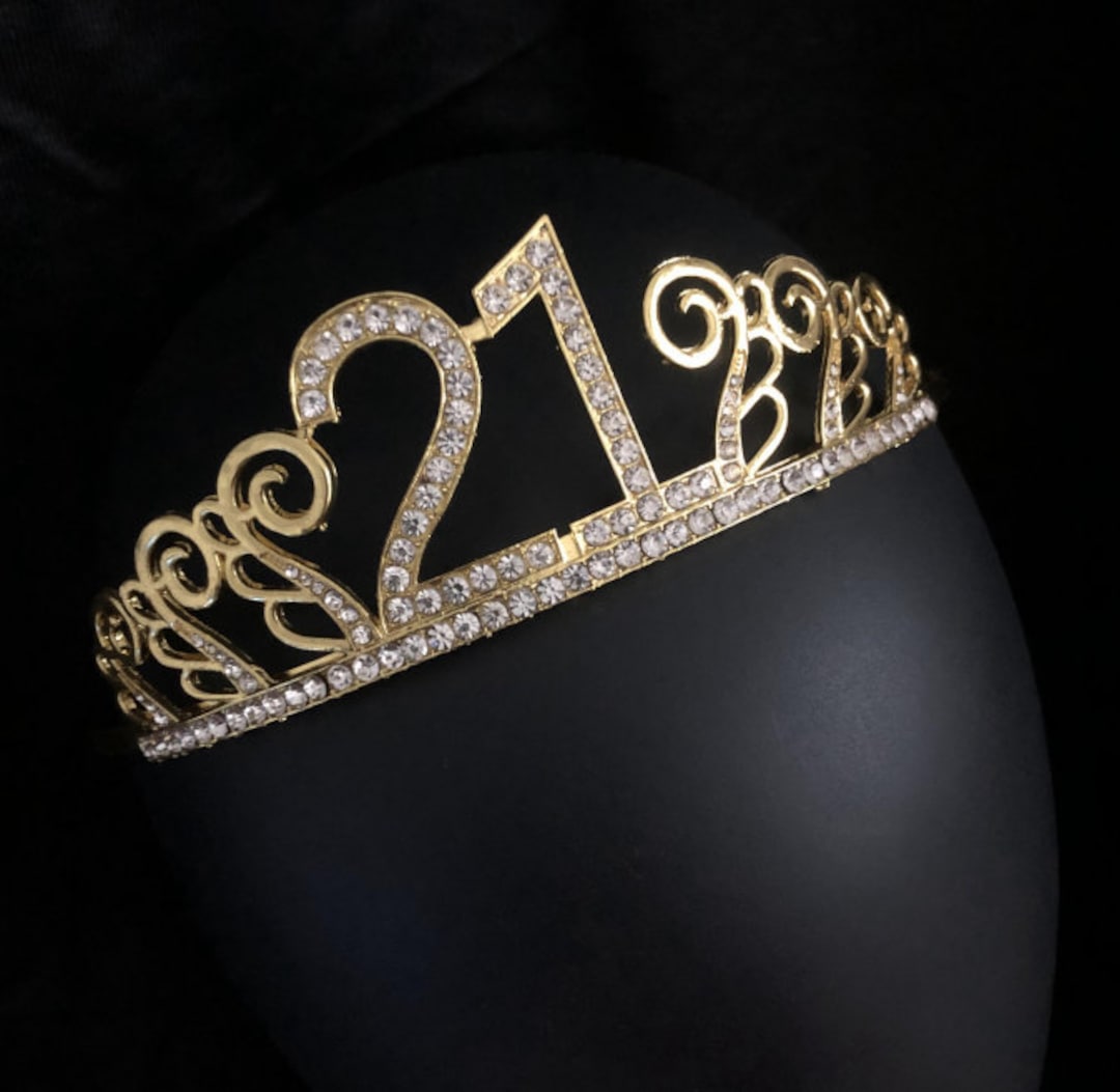 Gold 21th Birthday Crown, 21th Birthday Tiara,21th Birthday Gift for ...