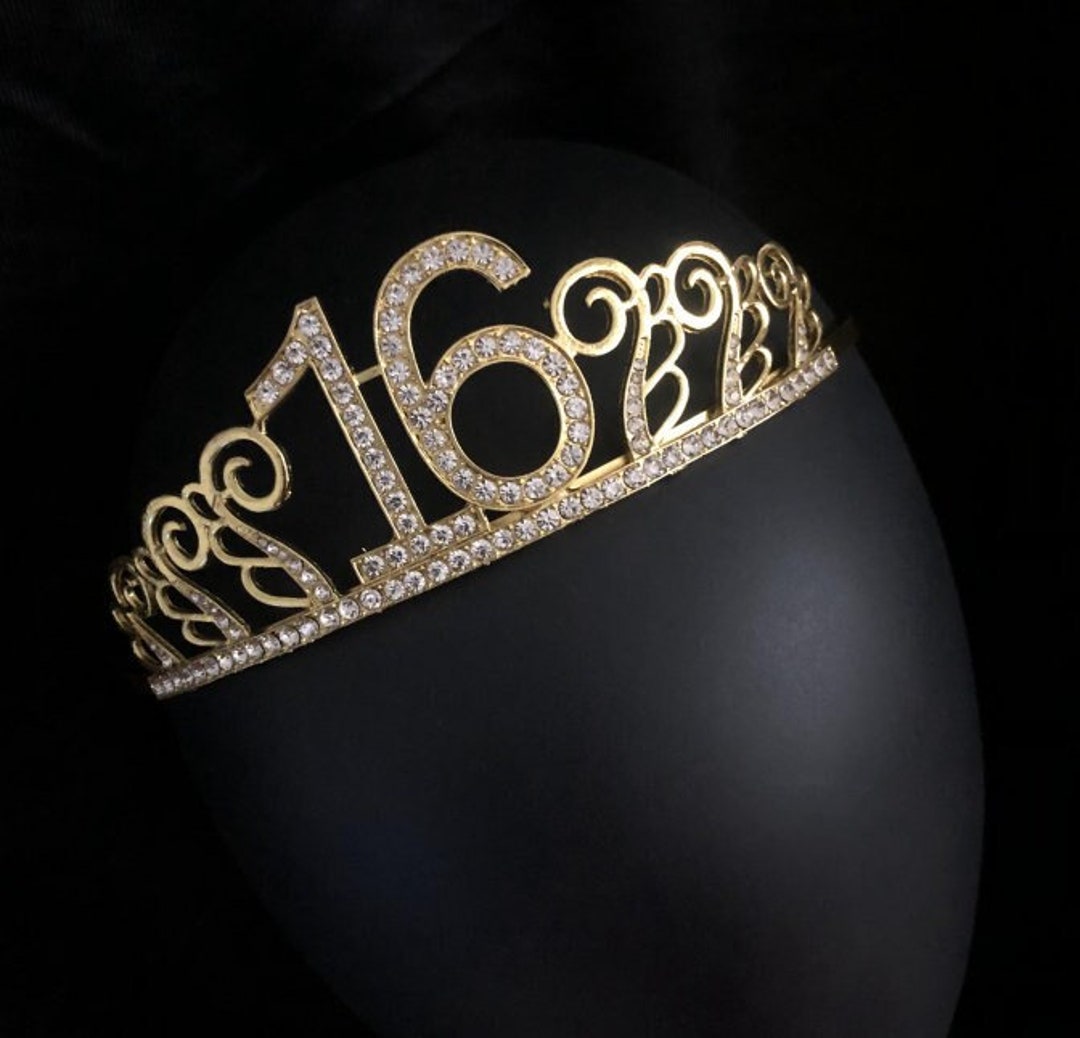 Gold 16th Birthday Crown, 16th Birthday Tiara,16th Birthday Gift for ...