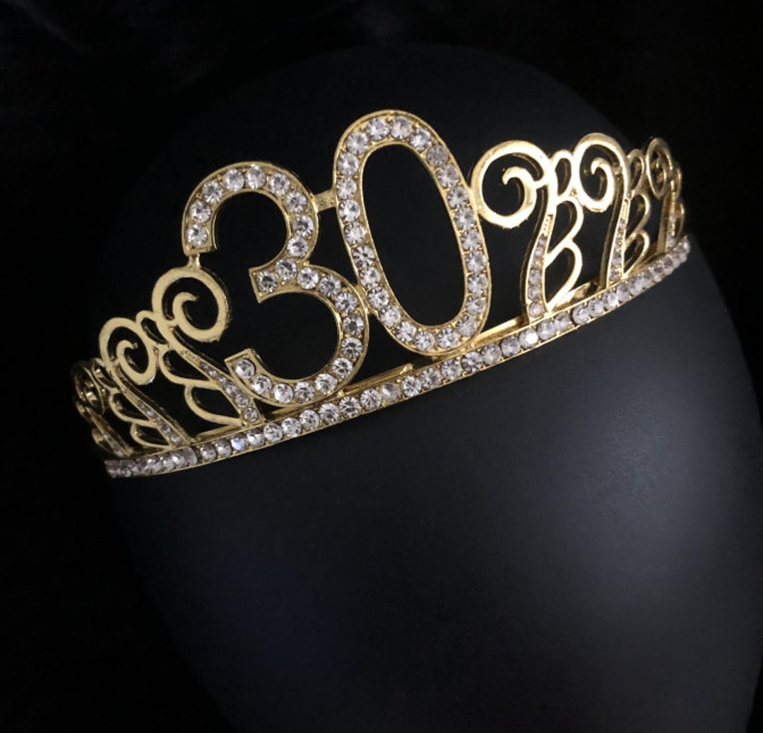 Gold 30th Birthday Crown, 30th Birthday Tiara,30th Birthday Gift for ...