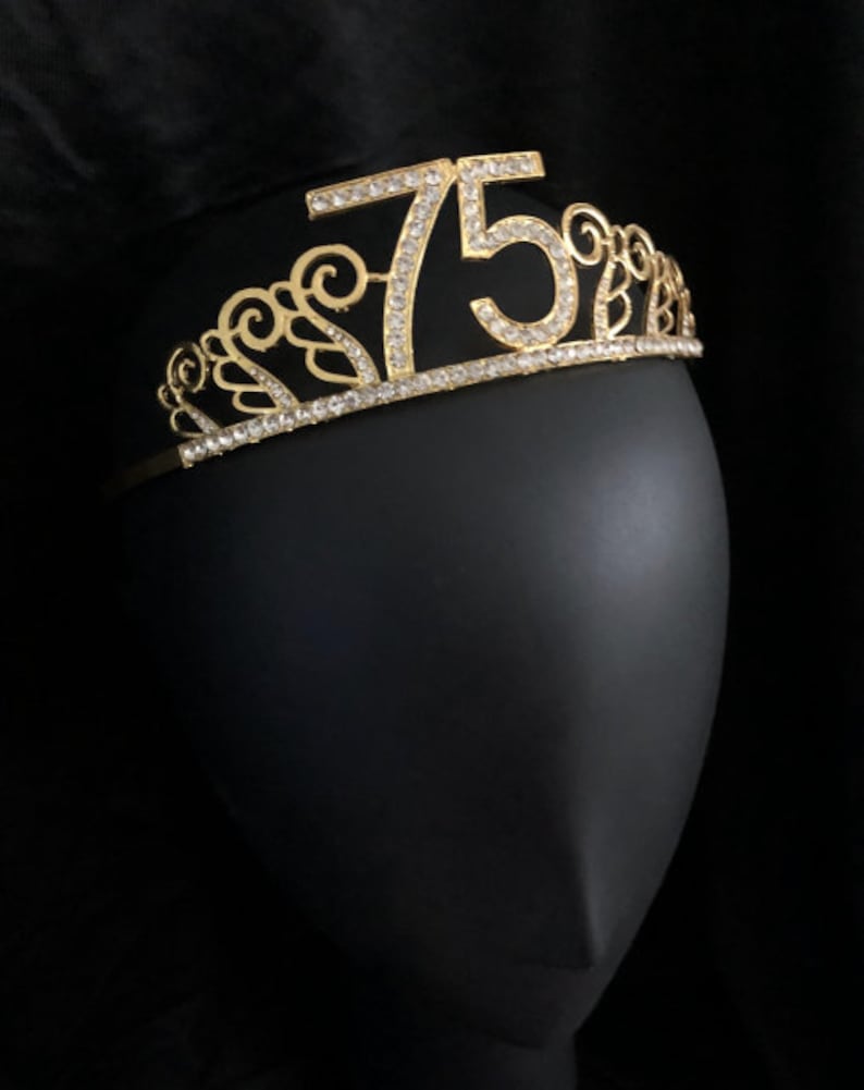 Gold 75th Birthday Crown, 75h Birthday Tiara, 75h Birthday Gift for Her ...