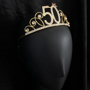Gold 50th Birthday Crown, 50th Birthday Tiara, 50th Birthday Gift for ...