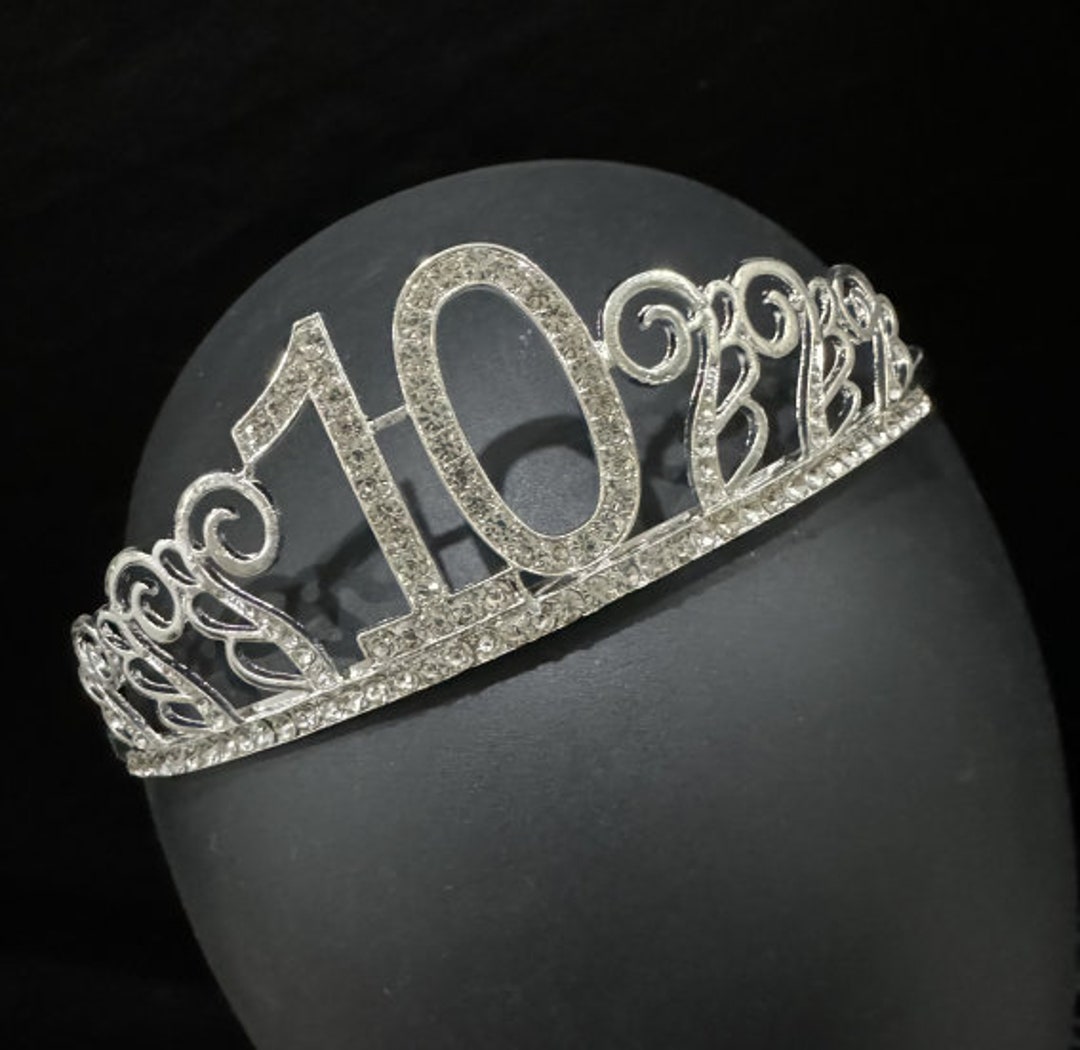 Silver10th Birthday Crown,10th Birthday Tiara,10th Birthday Gift for ...