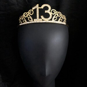 Gold 13th Birthday Crown, 13th Birthday Tiara,13th Birthday Gift for ...