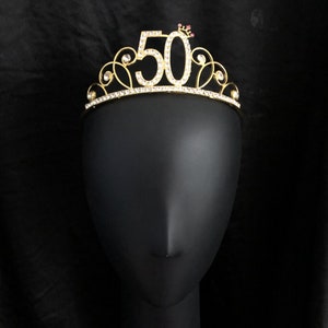 Gold 50th Birthday Crown, 50th Birthday Tiara, 50th Birthday Gift for ...