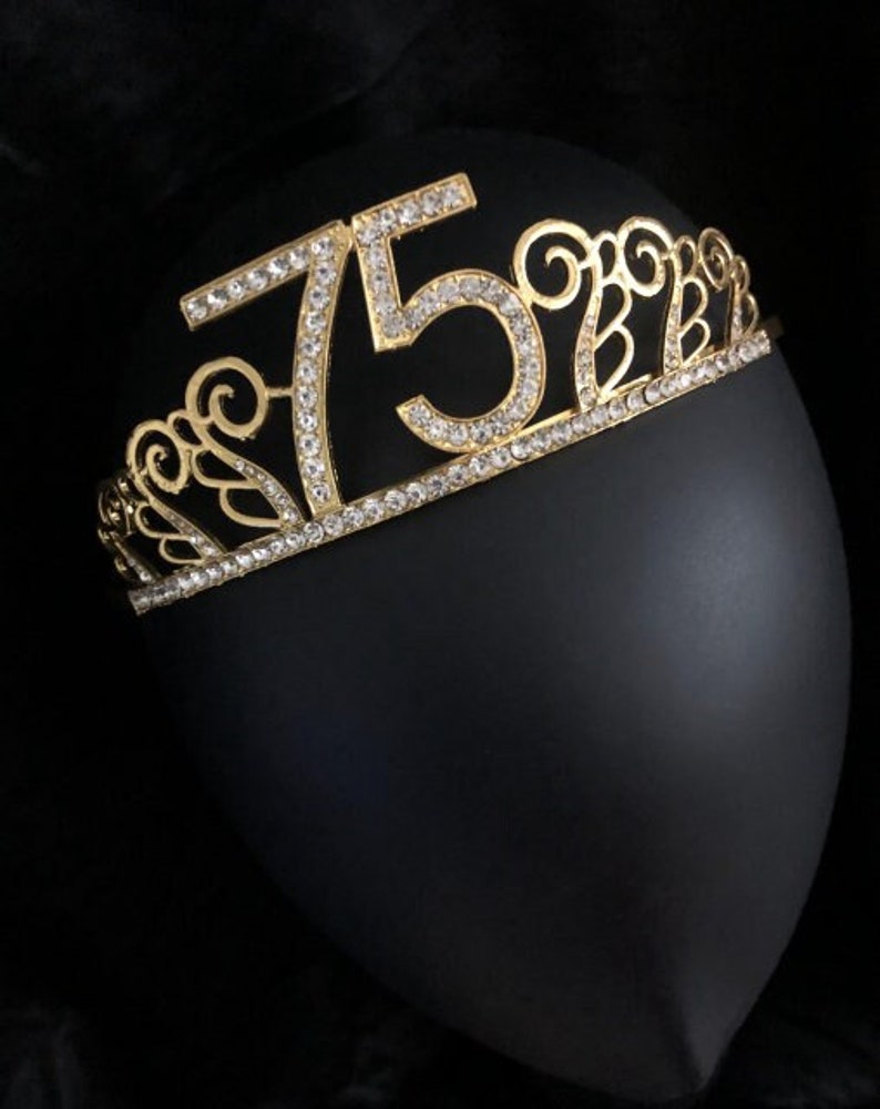 Gold 75th Birthday Crown, 75h Birthday Tiara, 75h Birthday Gift for Her ...