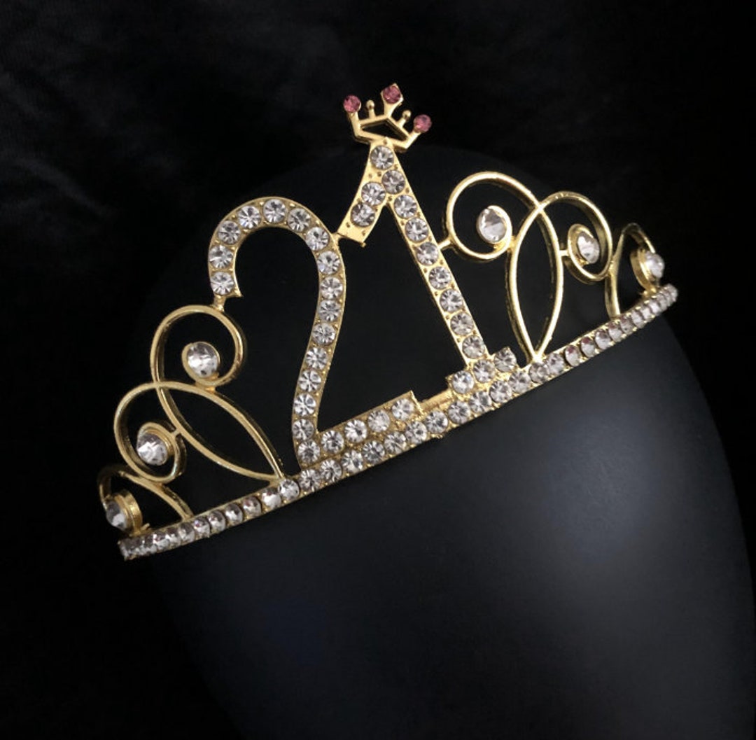 Gold 21th Birthday Crown,21th Birthday Tiara, 21th Birthday Gift for ...