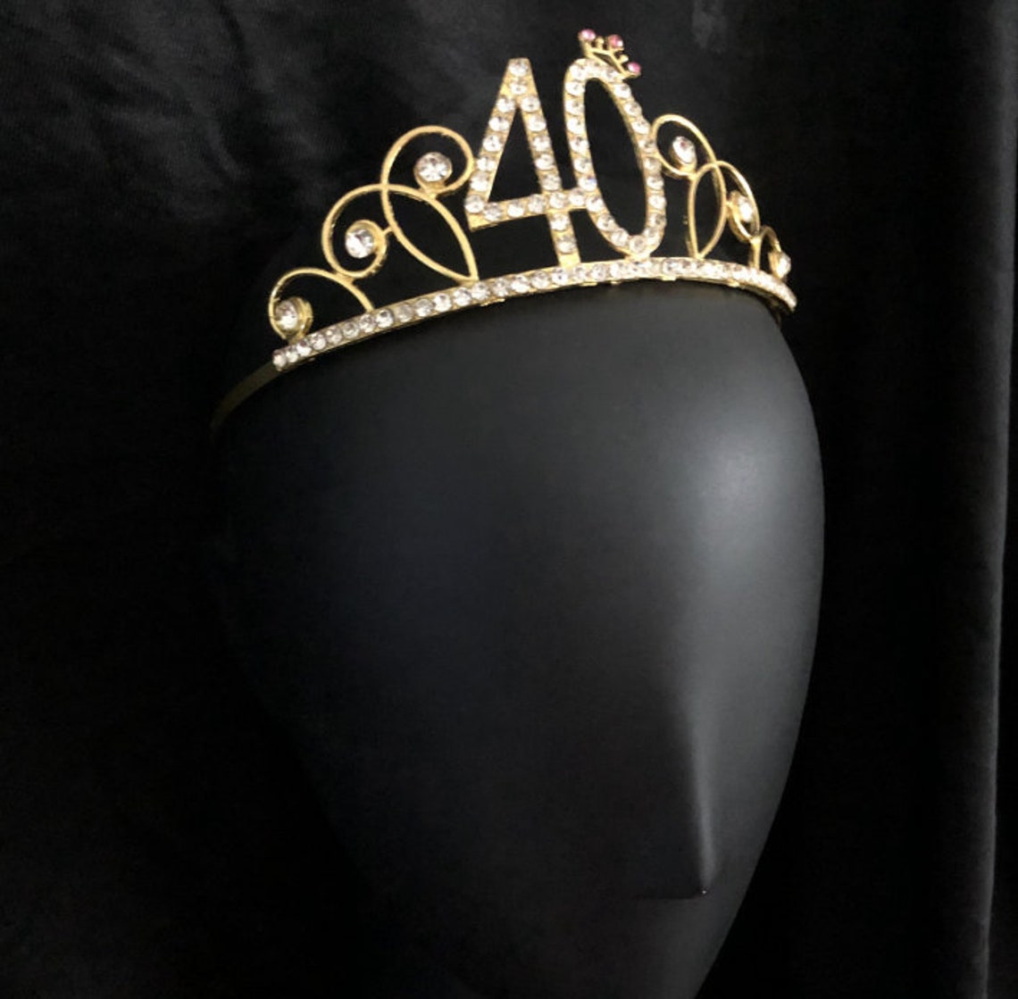 Gold 40th Birthday Crown, 40th Birthday Tiara,40th Birthday Gift for ...