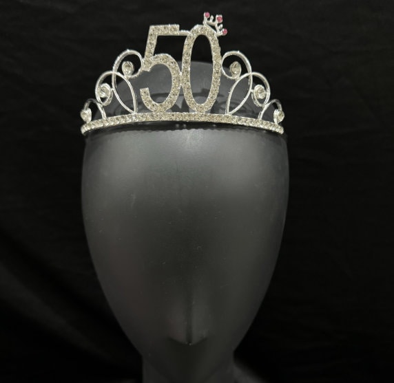 Silver 50th Birthday Crown 50th Birthday Tiara,50th Birthday Gift for ...