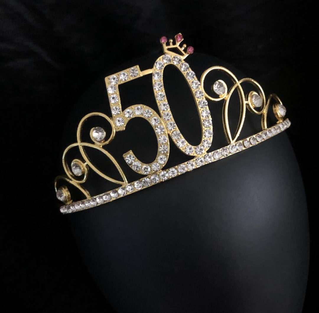 Gold 50th Birthday Crown, 50th Birthday Tiara, 50th Birthday Gift for ...