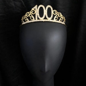 Gold 100th Birthday Crown, 100th Birthday Tiara, 100th Birthday Gift ...