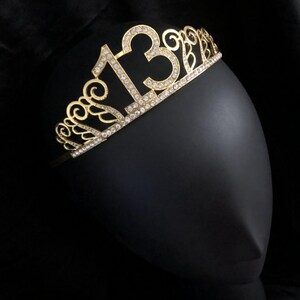 Gold 13th Birthday Crown, 13th Birthday Tiara,13th Birthday Gift for ...