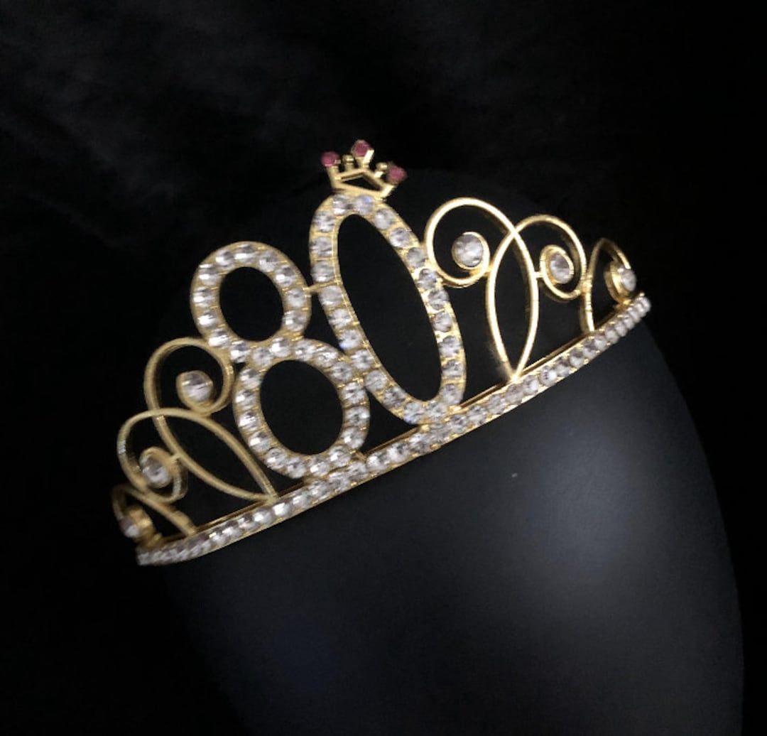 Gold 80th Birthday Crown, 80th Birthday Tiara,80th Birthday Gift for ...