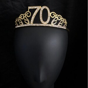Gold 70th Birthday Crown, 70th Birthday Tiara, 70th Birthday Gift for ...