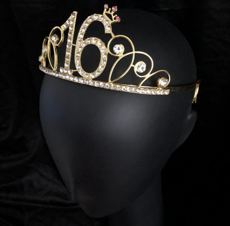 Gold 16th Birthday Crown, 16th Birthday Tiara, 16th Birthday Gift for ...