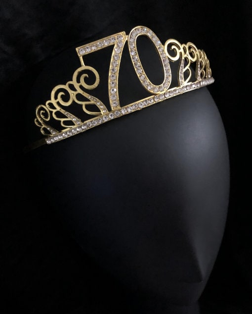 Gold 70th Birthday Crown, 70th Birthday Tiara, 70th Birthday Gift for ...