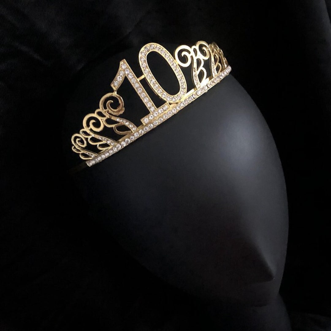 Gold 10th Birthday Crown,10th Birthday Tiara,10th Birthday Gift for Her ...