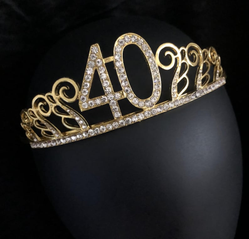 Gold 40th Birthday Crown, 40th Birthday Tiara,40th Birthday Gift for ...