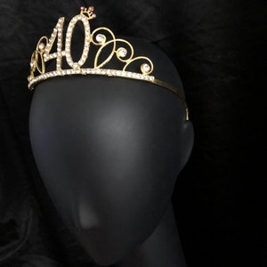 Gold 40th Birthday Crown, 40th Birthday Tiara,40th Birthday Gift for ...