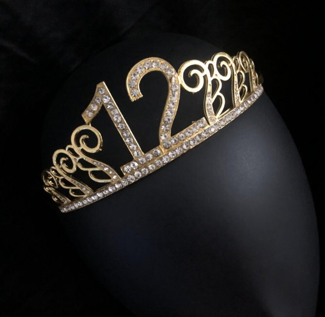 Gold 12th Birthday Crown, 12th Birthday Tiara,12th Birthday Gift for ...