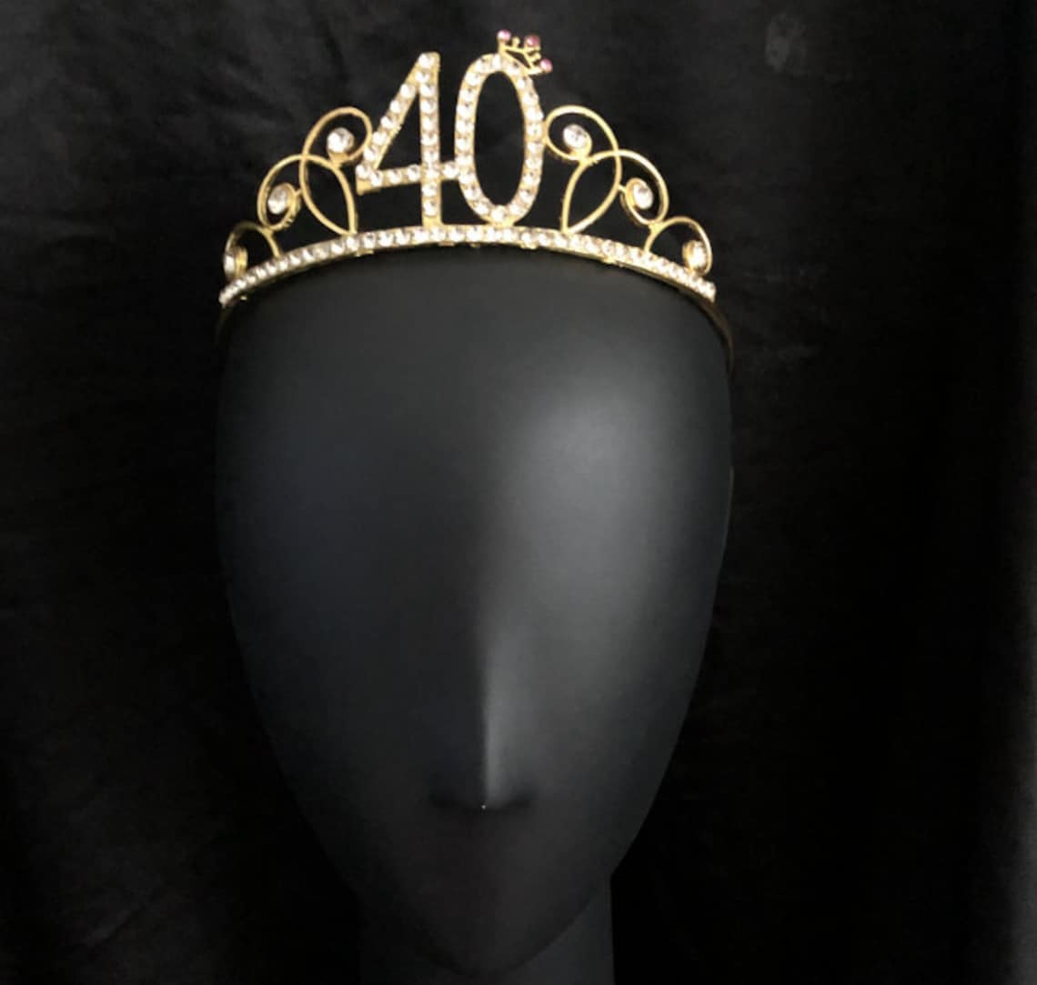 Gold 40th Birthday Crown, 40th Birthday Tiara,40th Birthday Gift for ...