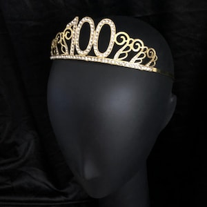 Gold 100th Birthday Crown, 100th Birthday Tiara, 100th Birthday Gift ...