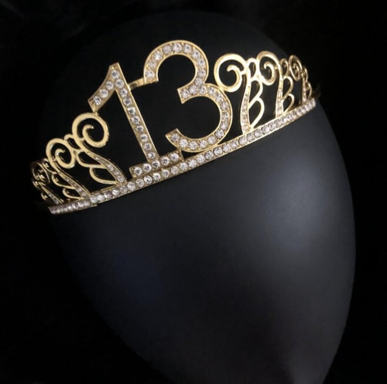Gold 13th Birthday Crown, 13th Birthday Tiara,13th Birthday Gift for Her, 13th Birthday Party ...