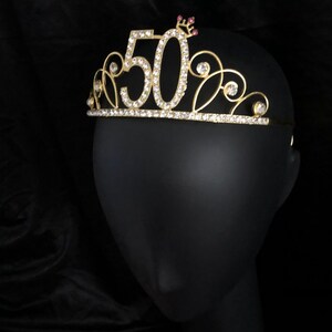 Gold 50th Birthday Crown, 50th Birthday Tiara, 50th Birthday Gift for ...