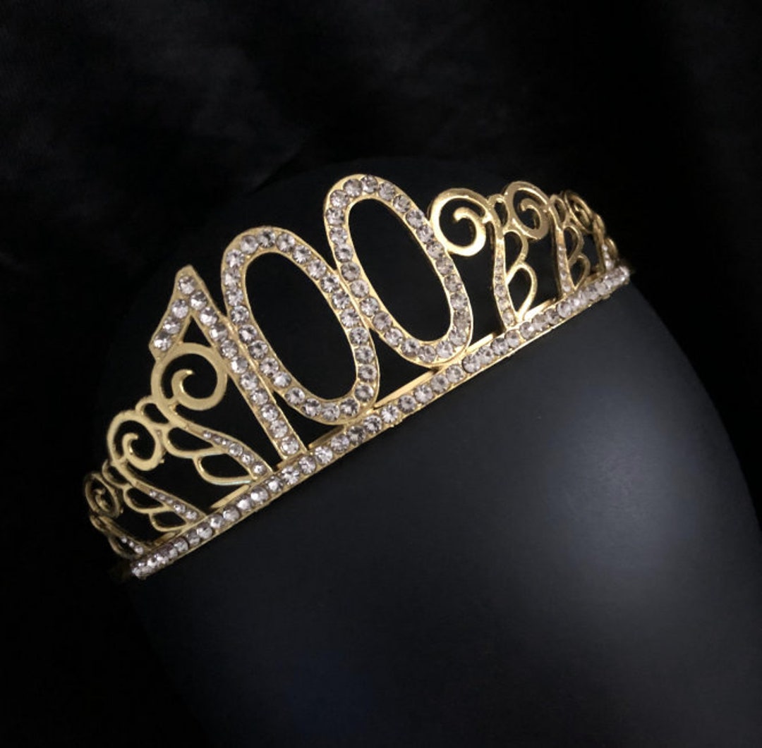 Gold 100th Birthday Crown, 100th Birthday Tiara, 100th Birthday Gift ...