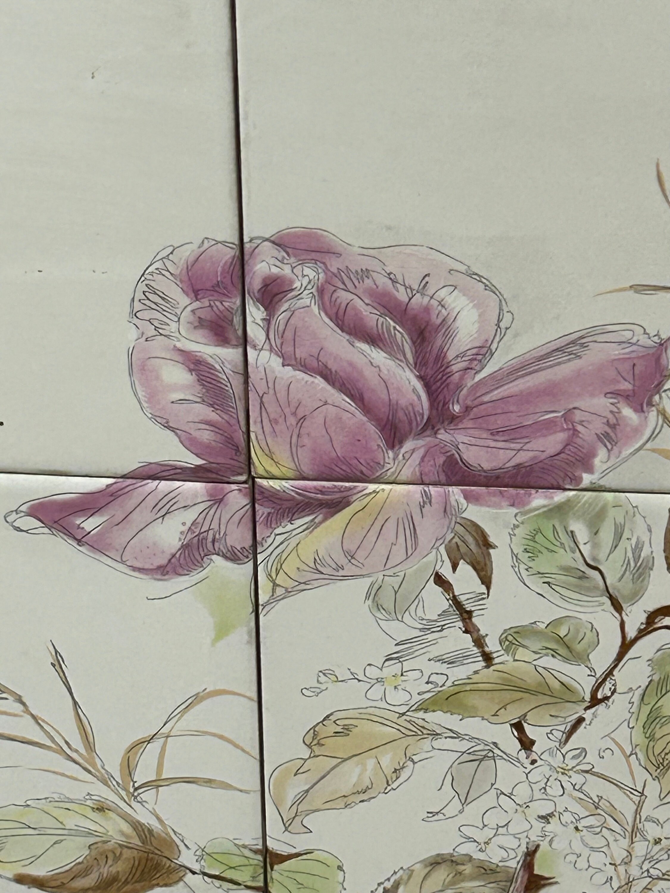 1970's 1980's Vintage Large Tile Mural With Roses - Etsy