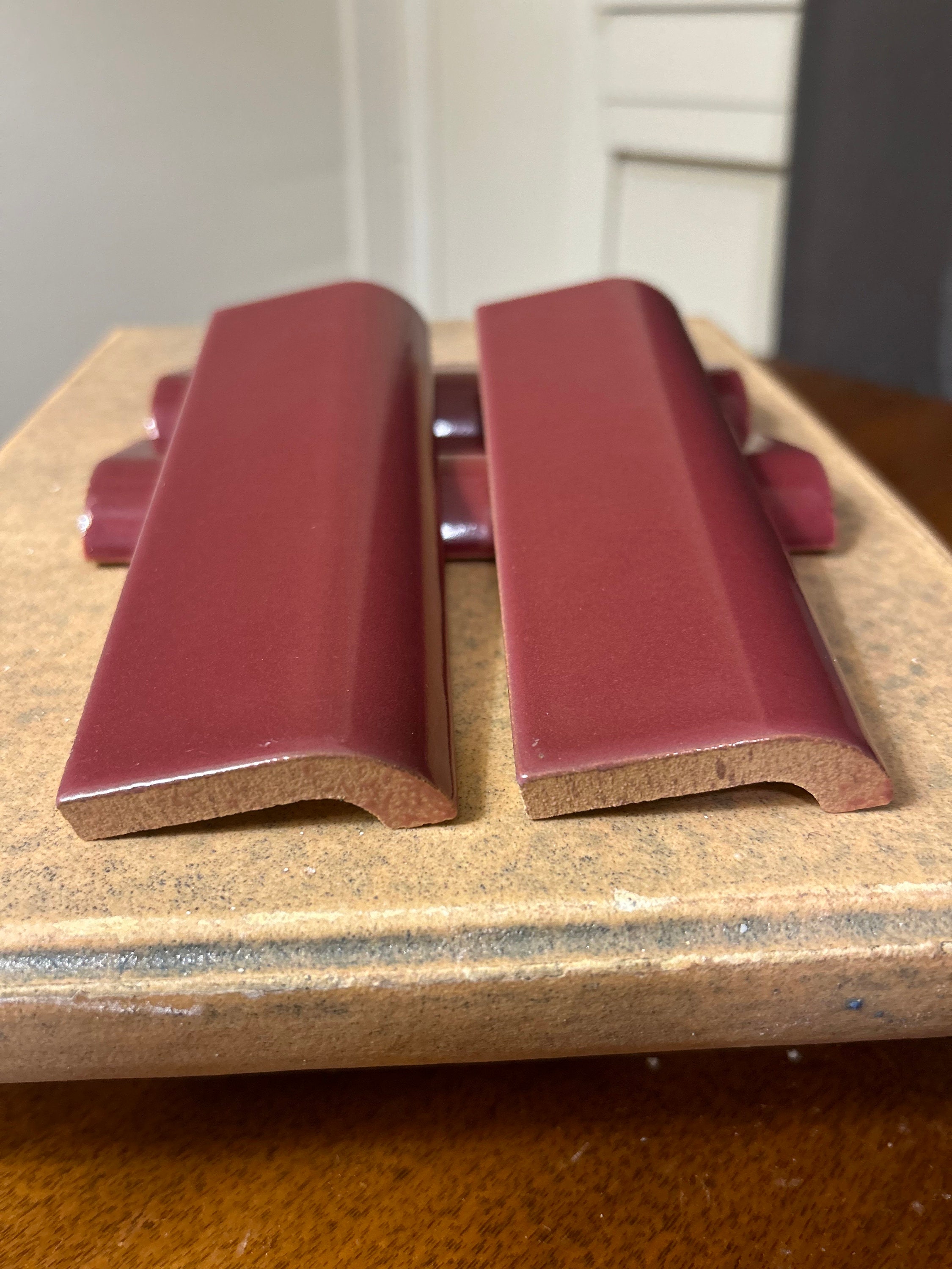 Original Vintage 1940s Burgundy 2 X 6 Radius Bullnose Tiles by American ...