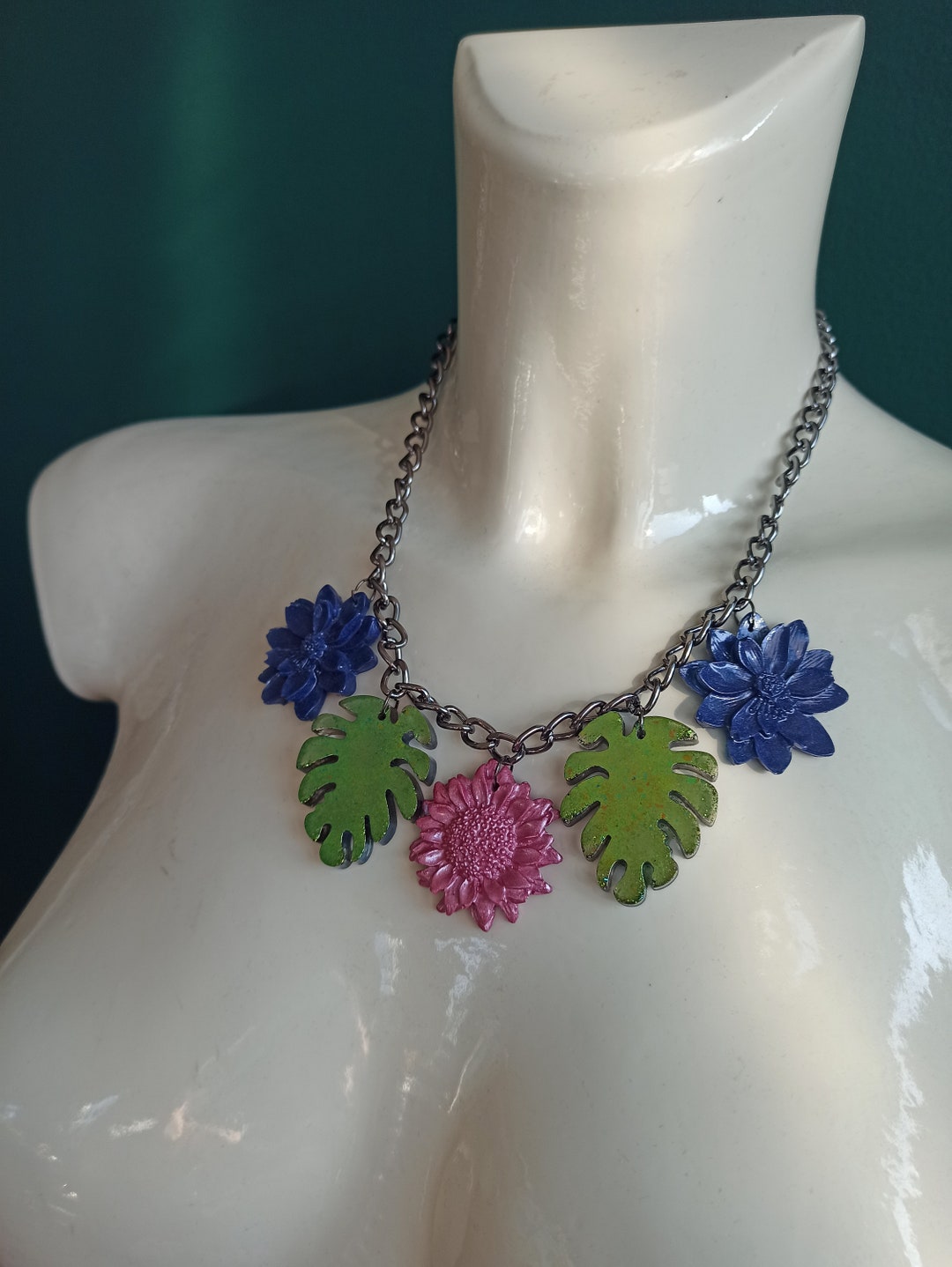 Necklace, Flowers, Tiki Style, Spring, Summer, Rockabilly - Etsy