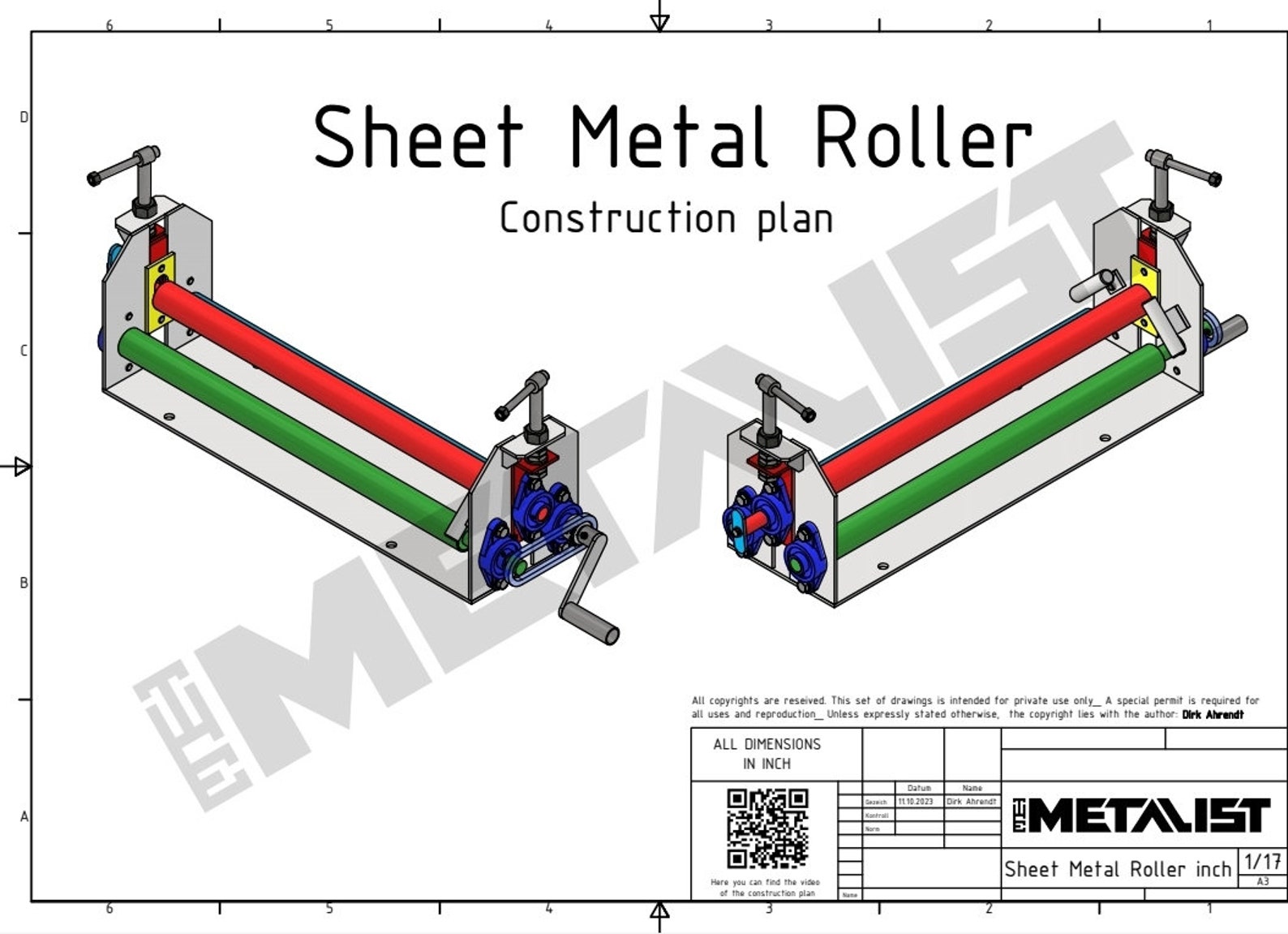 Plans for Sheet Metal Roller Bender, English in Inch - Etsy