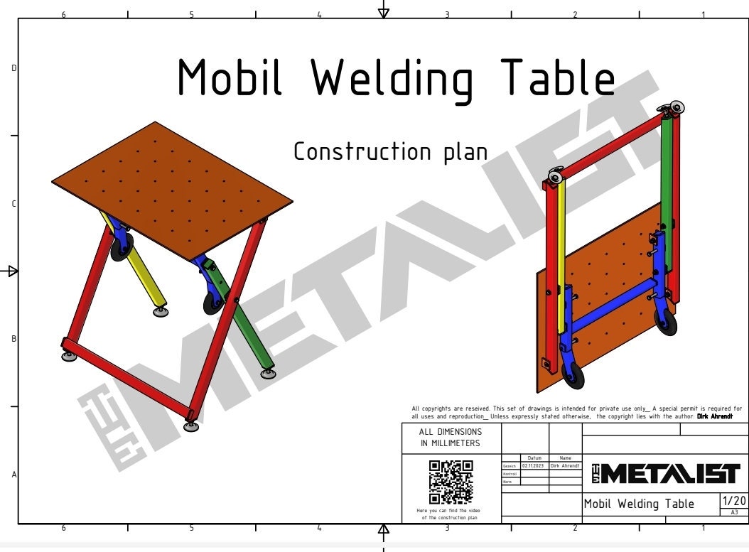 Buildplans Mobil Foldable Welding Table, English in Inch - Etsy