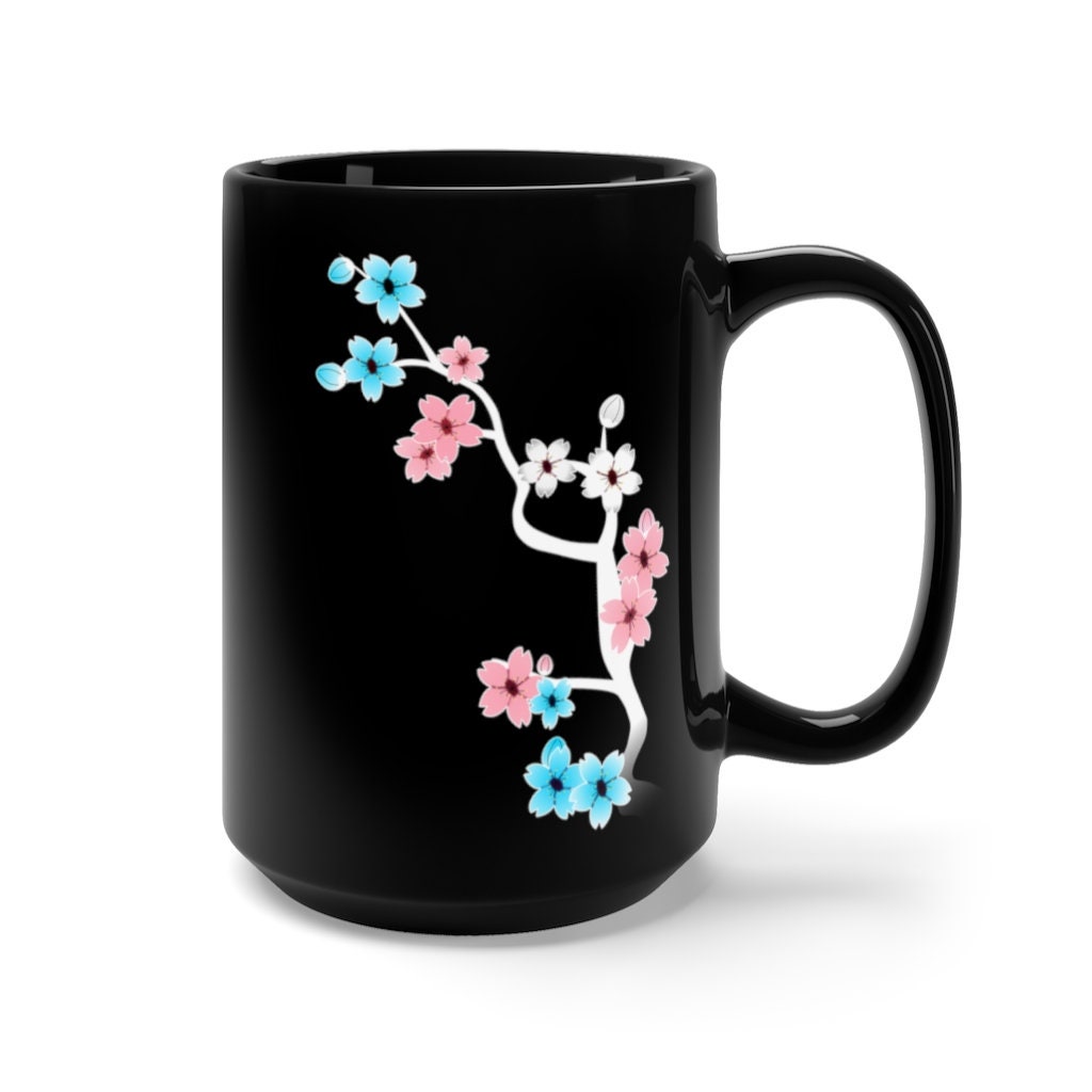 Dark Sakura Trans Black Mug Kawaii Trans Trans Pride Trans | Etsy