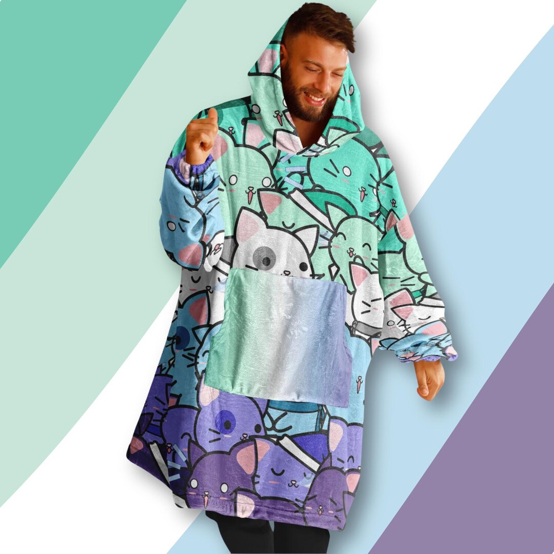 Kawaii Cats MLM Hoodie Blanket, Oversized MLM Hoodie, Mlm Blanket, Gay ...