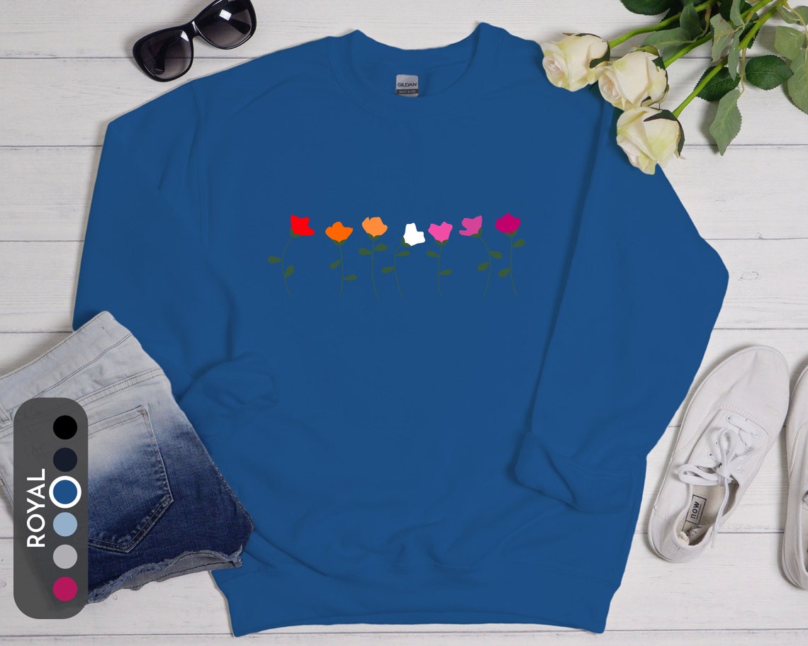 Subtle Lesbian Flower Sweatshirt Lesbian Sunset Lesbian Etsy