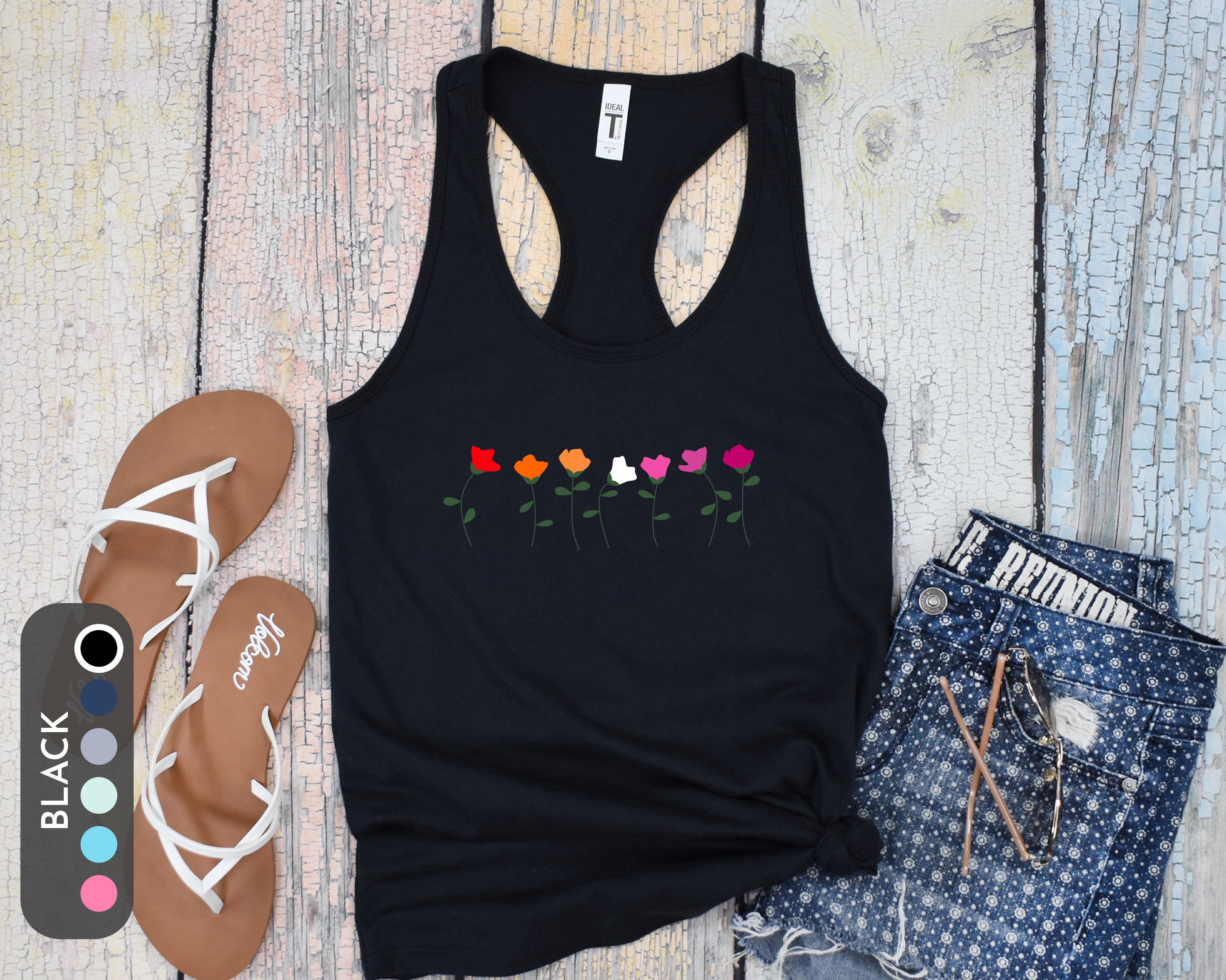 Subtle Lesbian Flower Tank Top Cute Lesbian Tank Top Lesbian Etsy