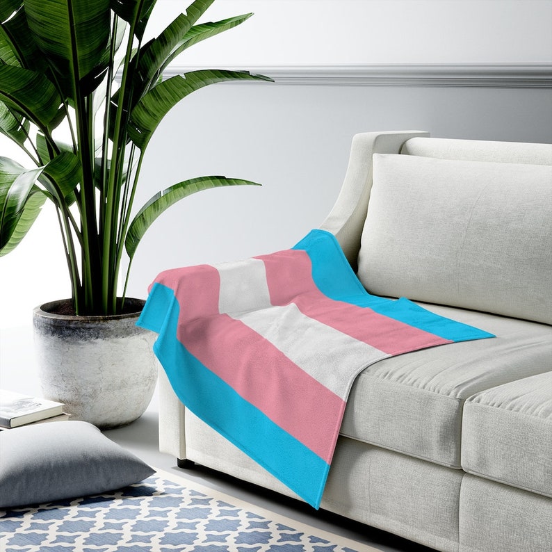 Trans Flag Plush Blanket Trans Pride Flag Blanket - Etsy