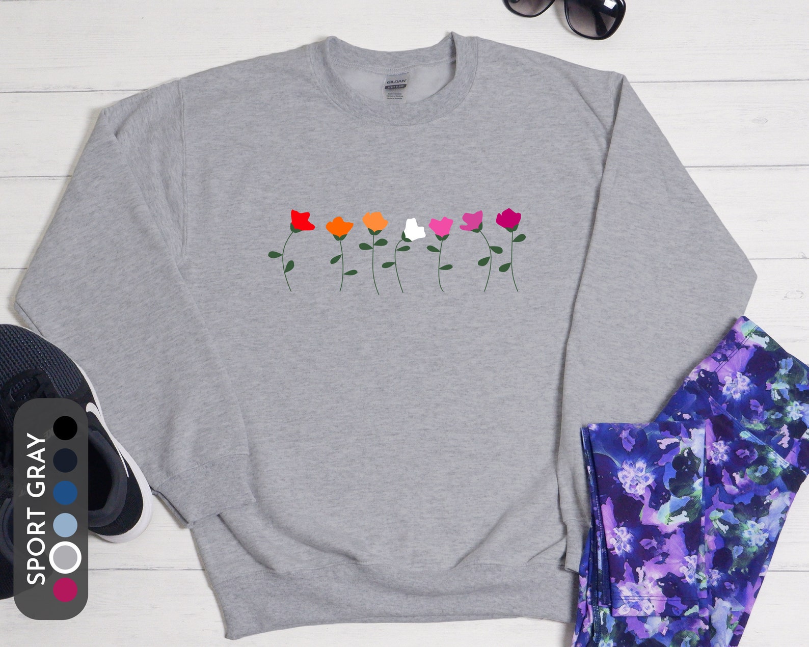 Subtle Lesbian Flower Sweatshirt Lesbian Sunset Lesbian Etsy