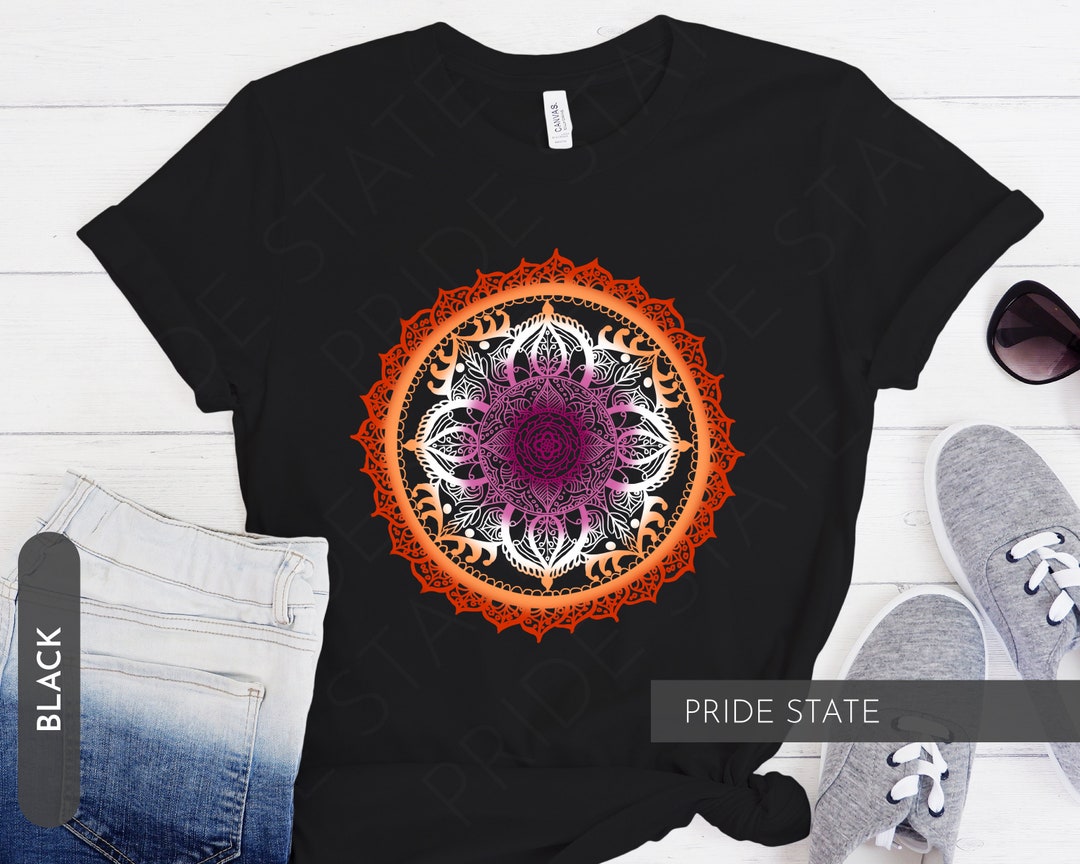 Mandala Lesbian Shirt Subtle Lesbian Pride Shirt Cute Lesbian Flag ...