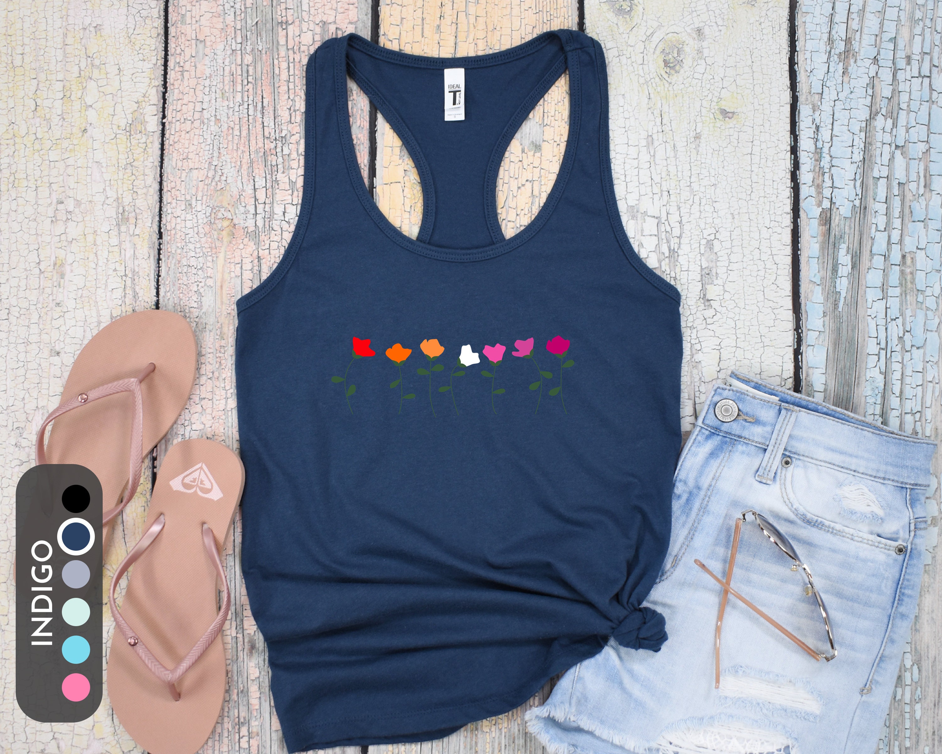 Subtle Lesbian Flower Tank Top Cute Lesbian Tank Top Lesbian Etsy