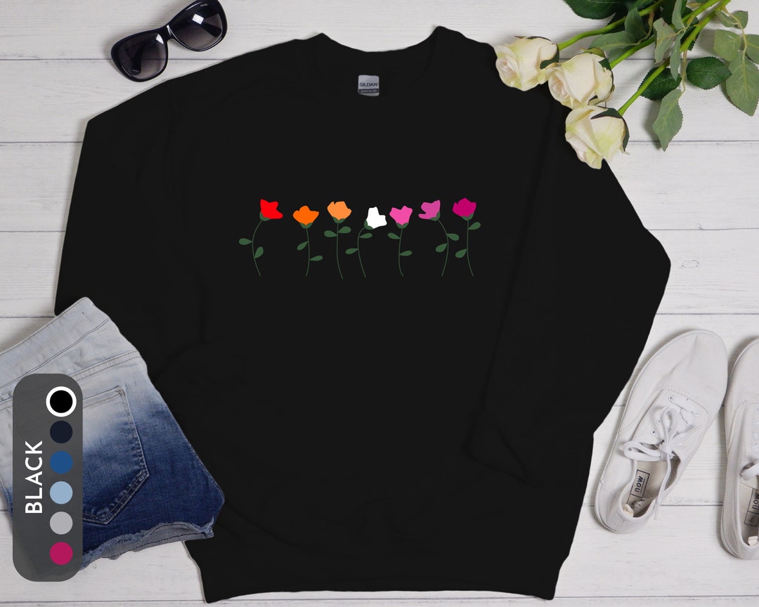 Subtle Lesbian Flower Sweatshirt Lesbian Sunset Lesbian Pride