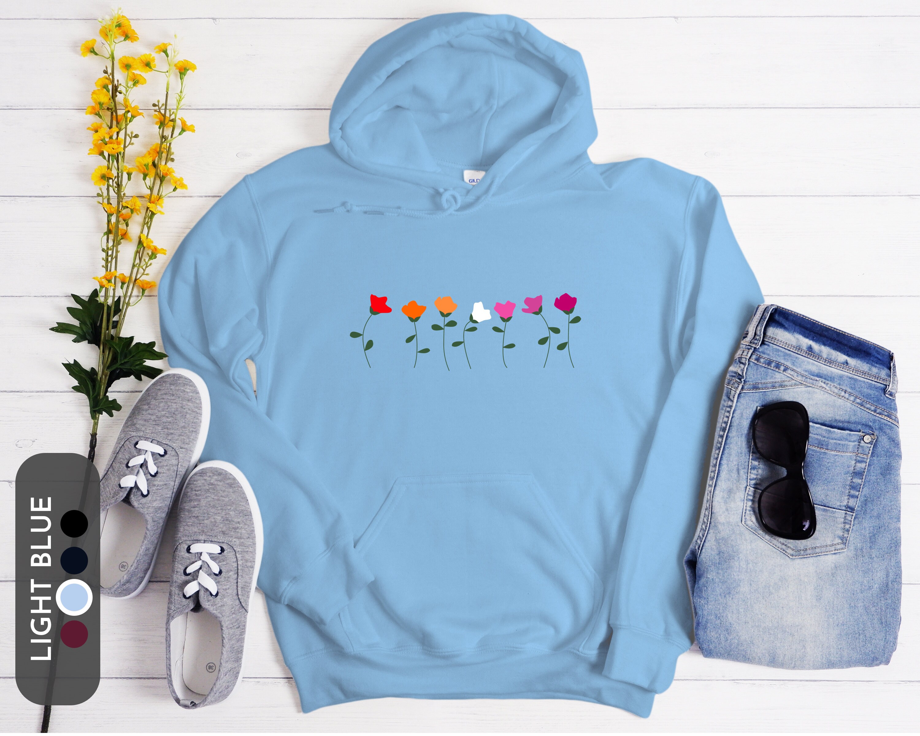 Subtle Lesbian Flower Hoodie Lesbian Sunset Lesbian Pride Etsy