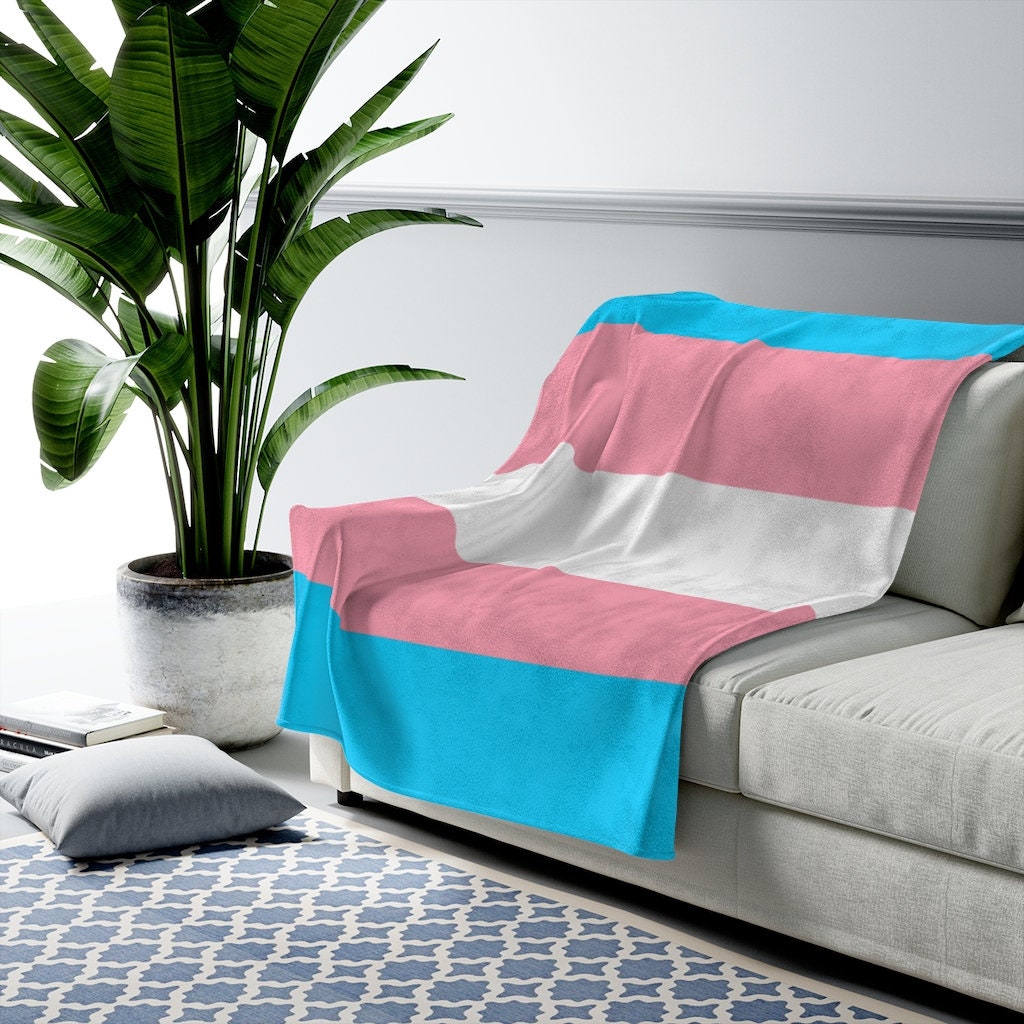 Trans Flag Plush Blanket Trans Pride Flag Blanket - Etsy