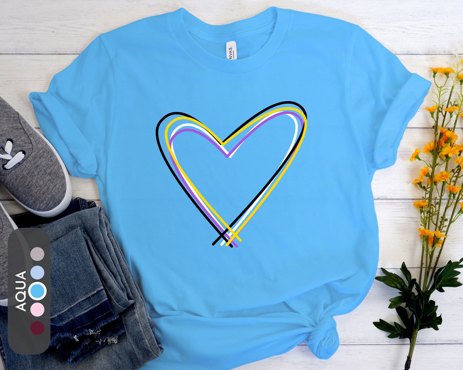 Subtle Enby Pride Heart Shirt Nonbinary Flag Cute Enby Enby - Etsy