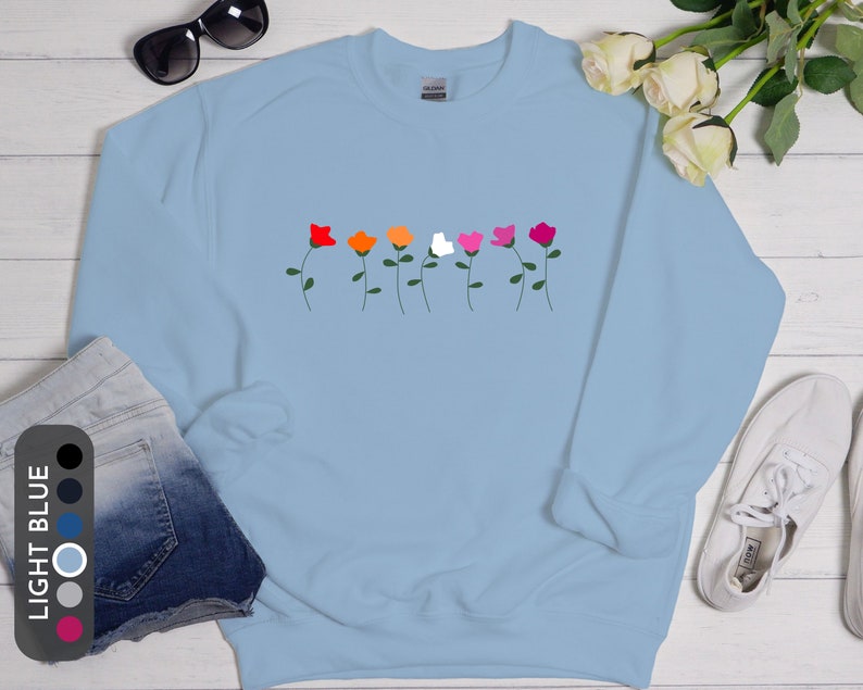 Subtle Lesbian Flower Sweatshirt Lesbian Sunset Lesbian Etsy