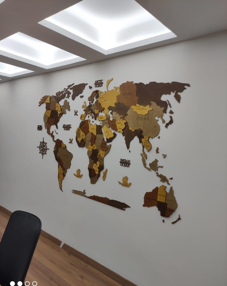 3D Wooden World Map Wall Art-multicolored&textured Countries ...
