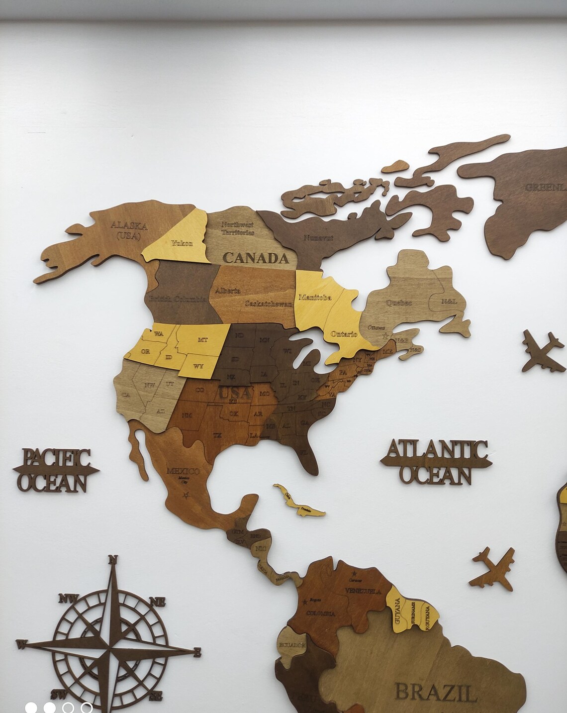 3D Wooden World Map Wall Art-multicolored&textured Countries ...
