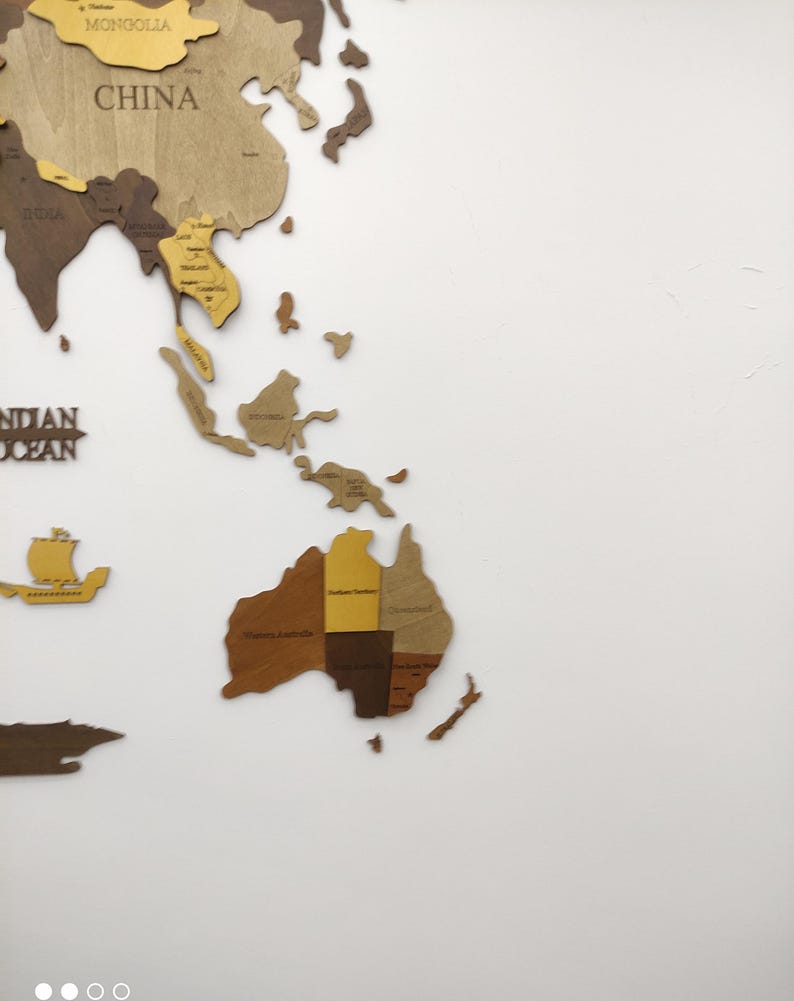 3D Wooden World Map Wall Art-multicolored&textured Countries ...